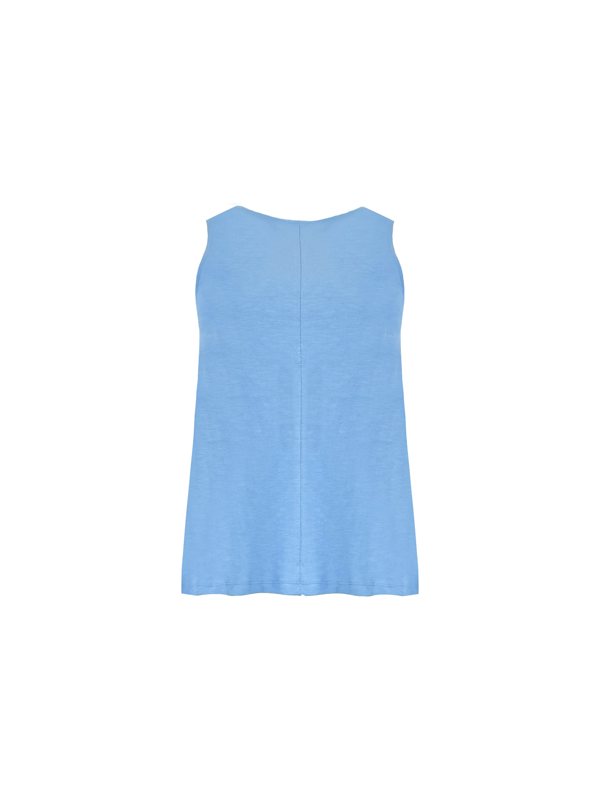 Washed Blue Cotton Slub Round Neck Vest