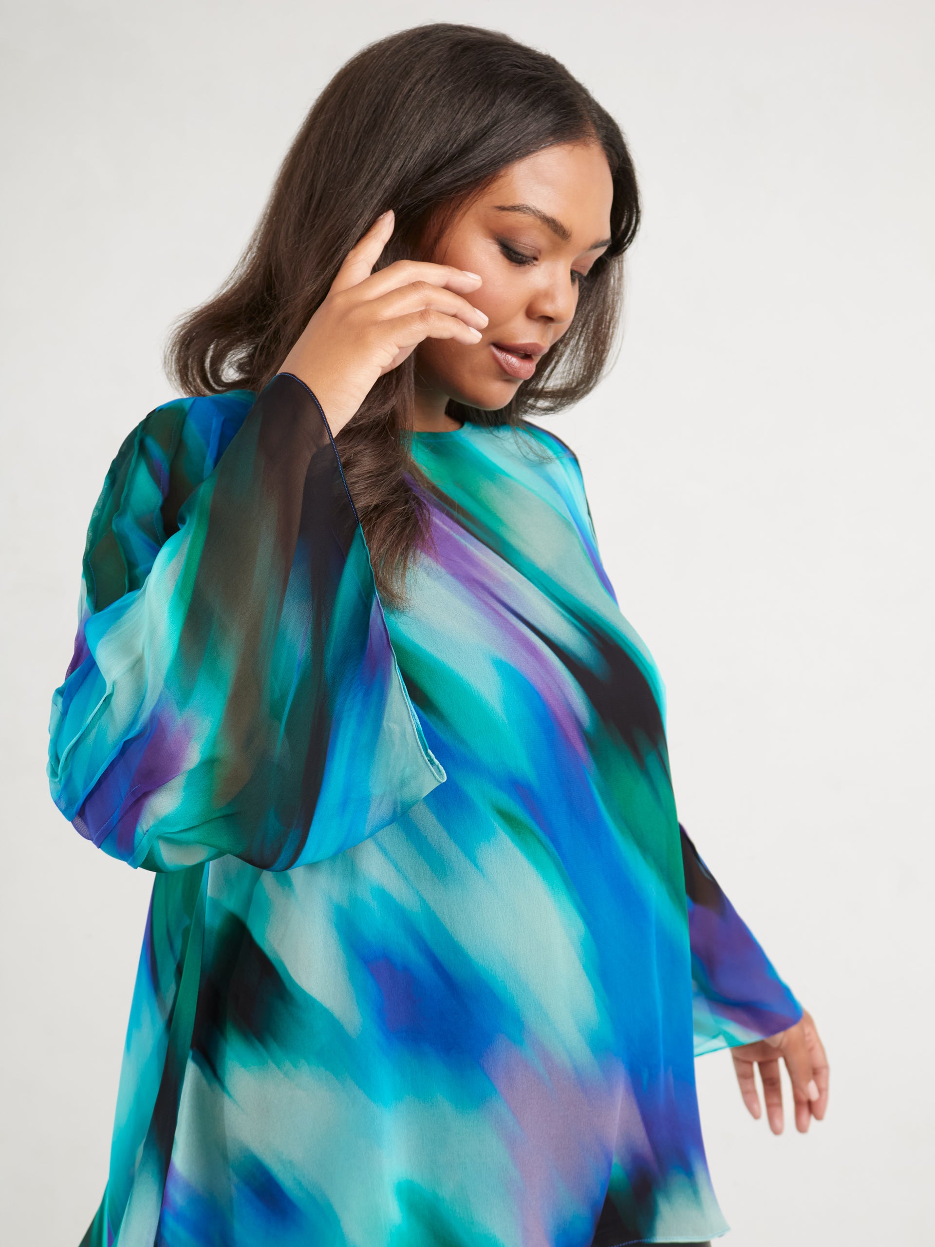 Mono Leaf Print Jersey Relaxed Top