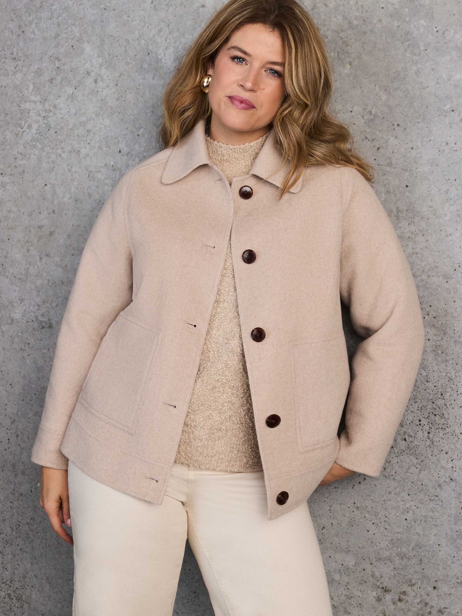 Oatmeal Short Double Faced Jacket